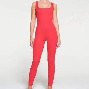 SKIMS | Pants & Jumpsuits | Skims Cotton Rib Tank Catsuit In Red | Poshmark